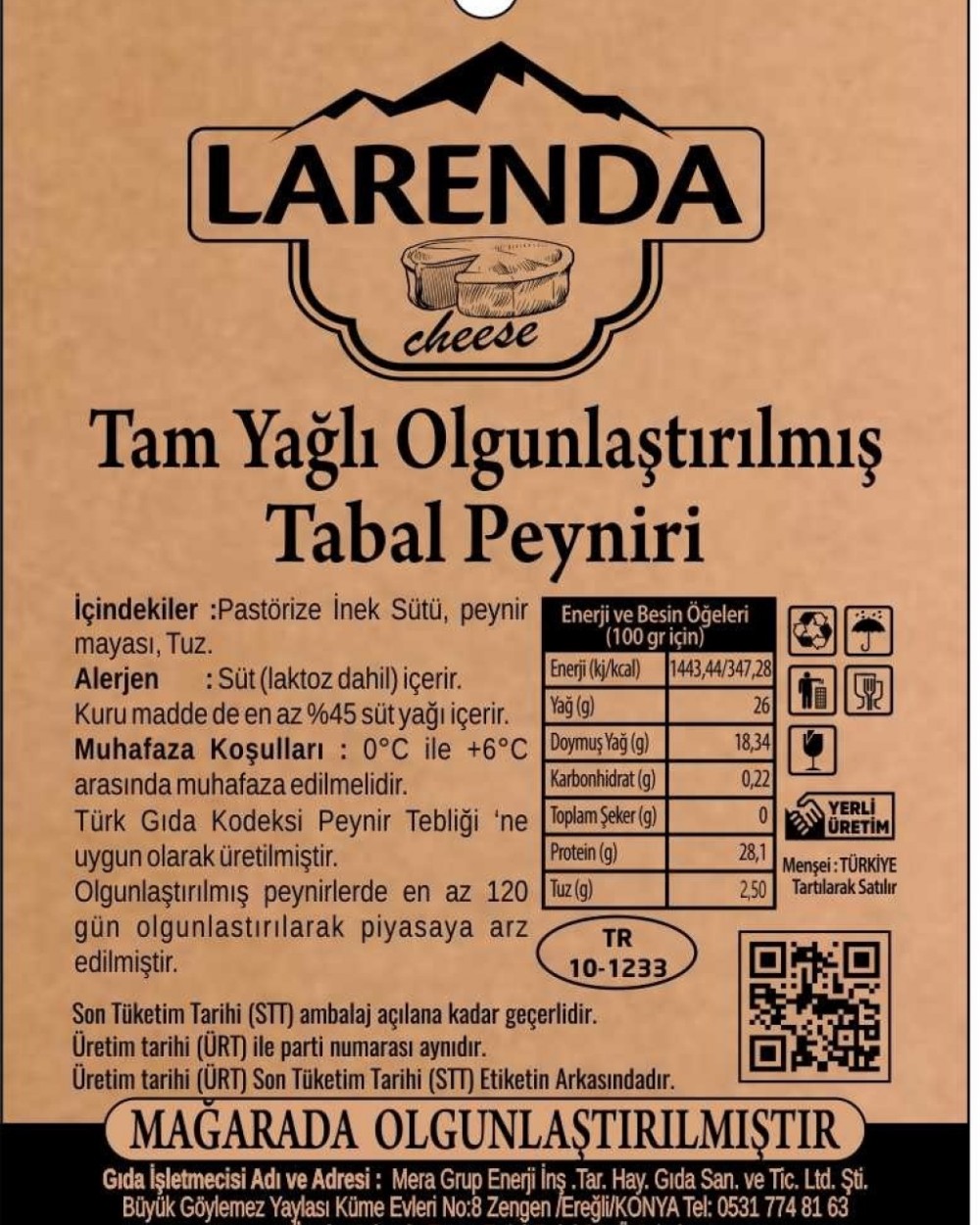 Larenda Cheese Niğde Tabal Mağara Peyniri - Doğal ve Lezzetli